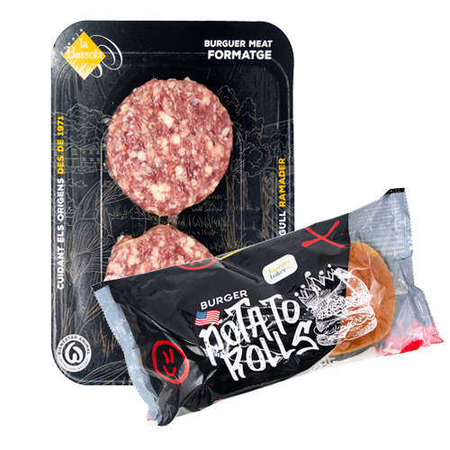 Pack hamburguesa queso bassola + pan burguer potato rolls juanito ...